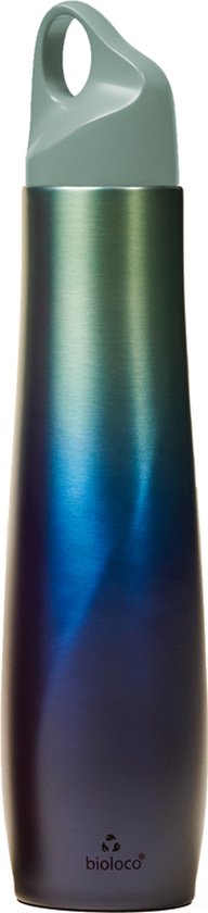 BioLoco Drinkfles RVS Curve - Metalic Groen/Blauw - 420ml ...