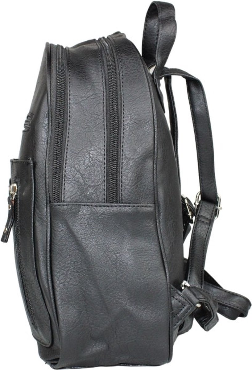 Dames Rugtas Zwart - Kunstleer - Veel vakken - Kleine Rugzak Dames ...