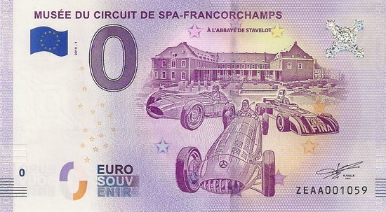0 Euro biljet België 2018 - Musee du Circuit Spa-Francorchamps | bol