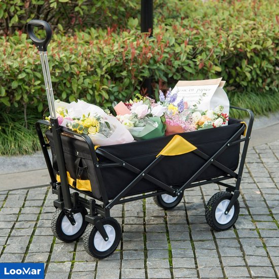 LooMar Bolderkar 2 - Opvouwbaar - met dakje - tuinkar - rubberen banden - bolderwagen... | bol