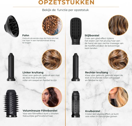 Airstyler Krultang 7 in 1 Multistyler - Föhnborstel - Föhn met Diffuser ...