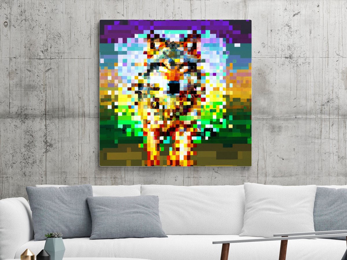 One Wolf Pixel art kunst - 60x60 centimeter op Plexiglas | Foto op ...