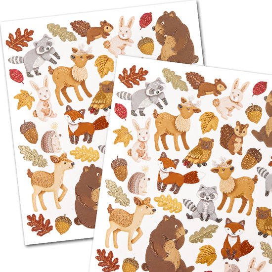 Bosdieren Stickervellen met Glitters - Dieren Stickers - Bosdiertjes ...