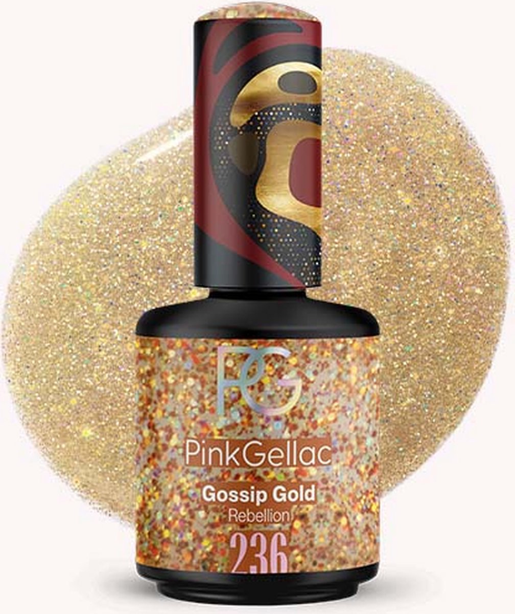 Pink Gellac 236 Gossip Gold Gellak 15ml - Glanzende Gouden Gel Lak ...
