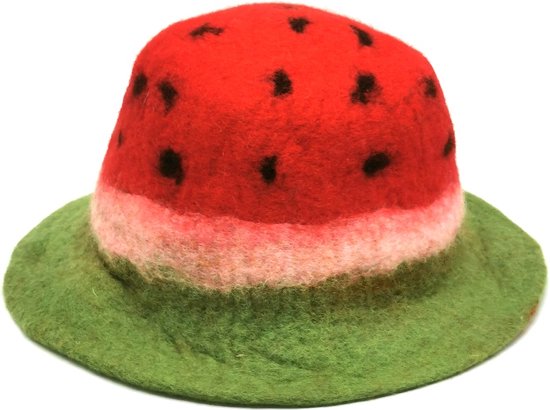 Vilten hoed - Sauna muts "Watermeloen" - handgevilt, 100% wol - één ...
