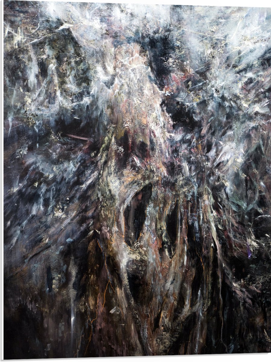 PVC Schuimplaat- Mix van Donkere Kleuren en Witte Details - 60x80 cm ...