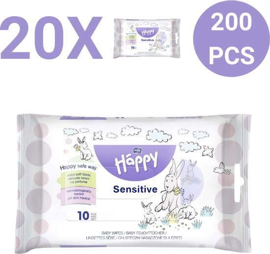 Bella Baby Happy vochtige doekjes gevoelig (10 stuks-per Pak) , pak van ...