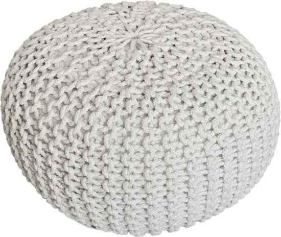 SVJ Poefs Rond - 55 x 55 x 37 cm - Katoen - Beige - Set van 3 | bol