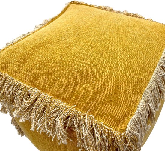 SVJ Poef Vierkant - 40 x 40 x 40 cm - Katoen - Geel | bol.com