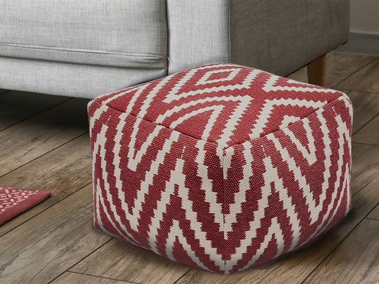 SVJ Poef Vierkant - 55 x 55 x 37 cm - Katoen - Rood | bol.com