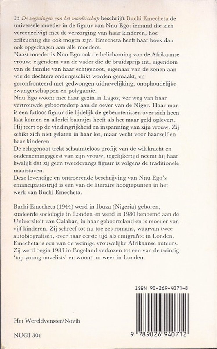 De zegeningen van het moederschap, Buchi Emecheta | 9789026940712 ...