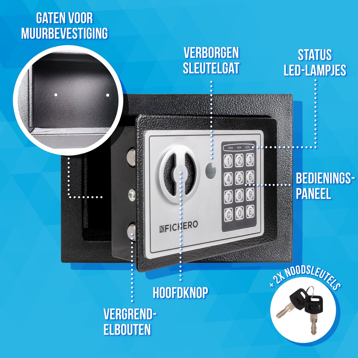 Fichero - Elektronische Kluis – Kluisje met Cijferslot - Zwart | bol.com