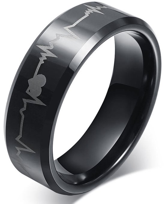 Hartslag Ring - Zwart - ECG - 16-22mm - Ringen Mannen - Ringen Dames ...