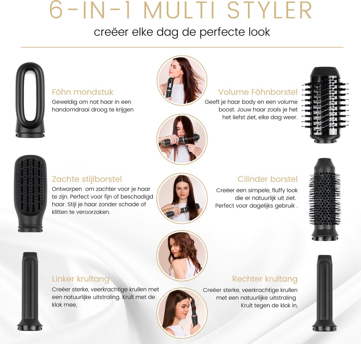 MEDYNA Krultang - 6 in 1 Multi Styler - Fohn - Fohnborstel - Haardroger ...