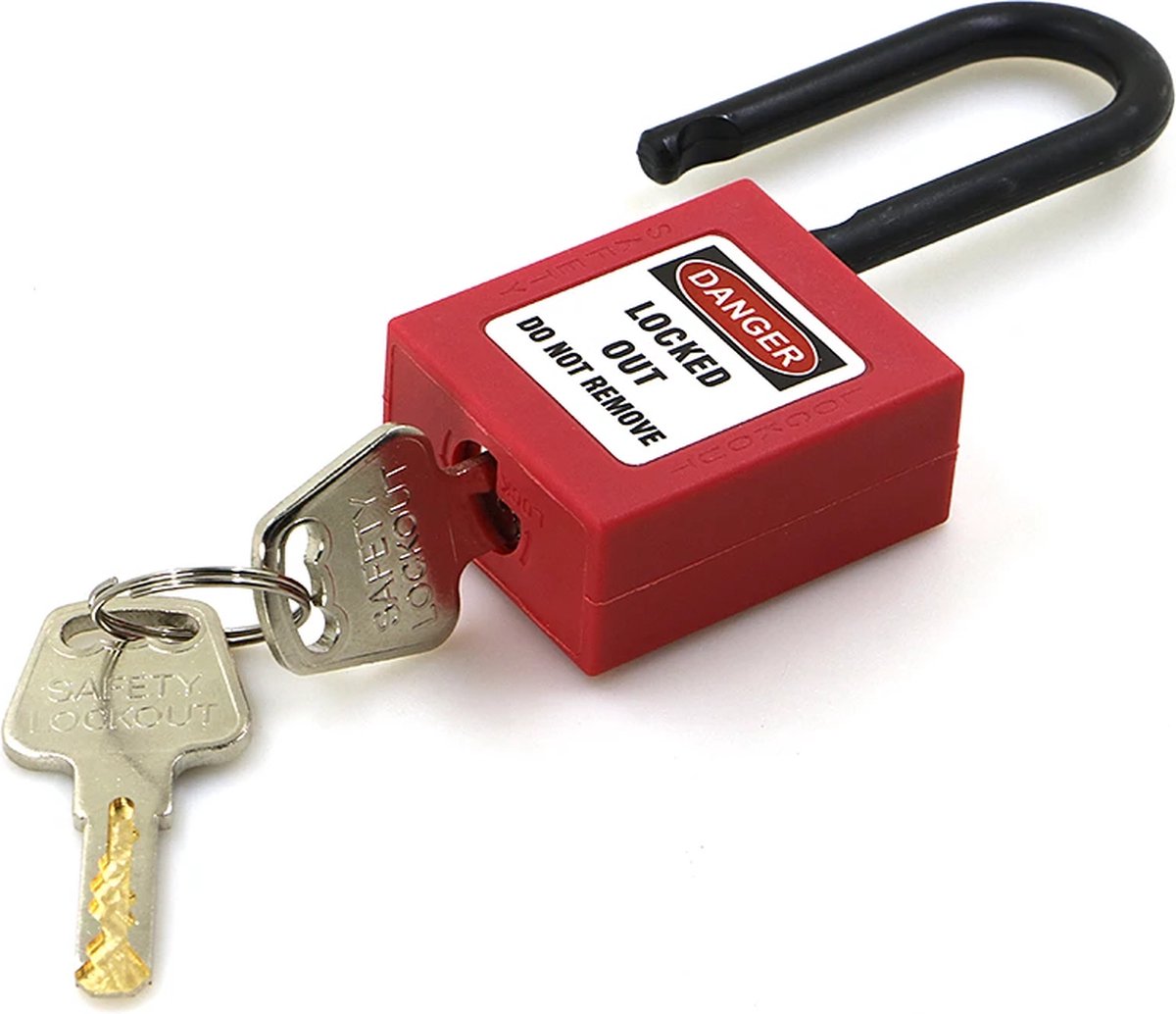 Veiligheid Lock-out Hangslot - Nylon 38mm beugel - Incl. 2 sleutels ...