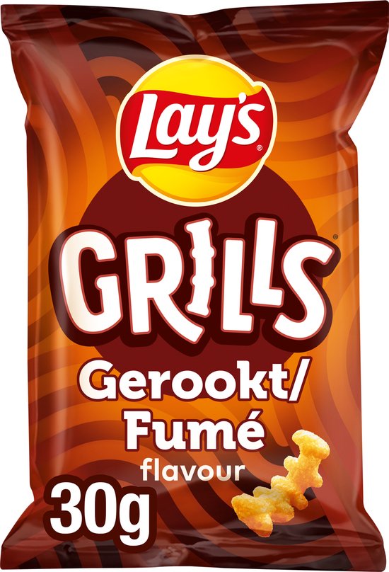 LAYS GRILLS 30G - chips geribbeld baconsmaak - displaydoos 20 stuks | bol