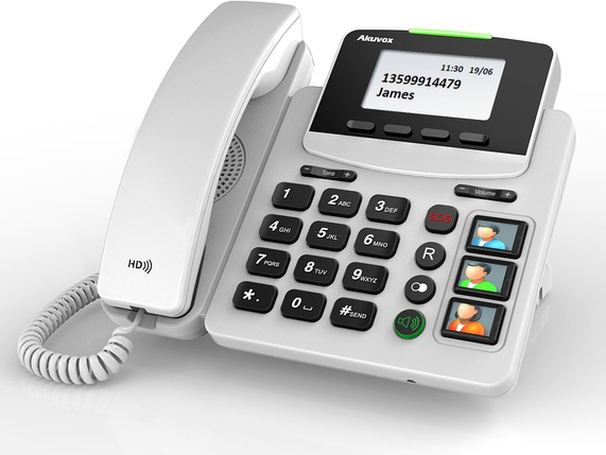 AKUVOX R15P / TIPTEL 3220XL VoIP/SIP telefoon met GROTE TOETSEN, SOS ...