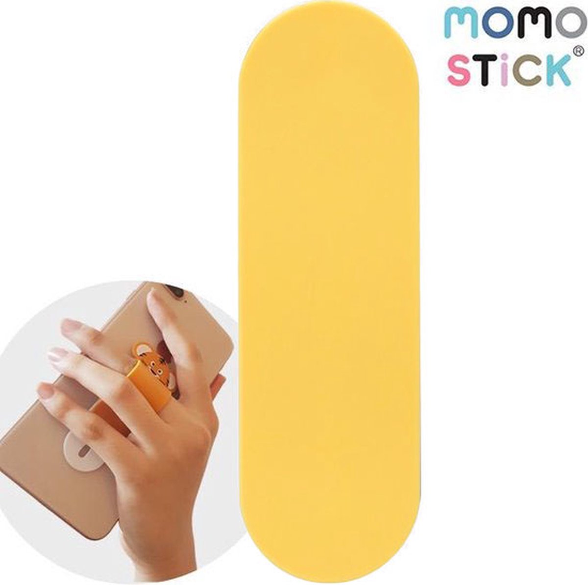 Momo Stick Verstelbare GSM vingerhouder - Wireless Charging Compatible - Geel | bol.com