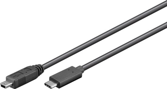 USB Mini B naar USB-C kabel - USB2.0 - tot 3A / zwart - 0,50 meter | bol