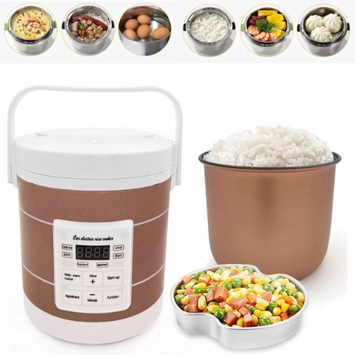 Mini Rijstkoker 12V 24V - Stoominzet - Multicooker 1.2L - Premium ...