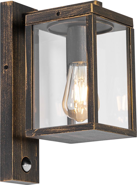 QAZQA charlois - Industriele Wandlamp met Bewegingsmelder ...