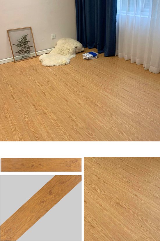 PVC Plaktegel - Vloer - Vloertegel - Laminaat Look - Licht Bruin - 91 x ...