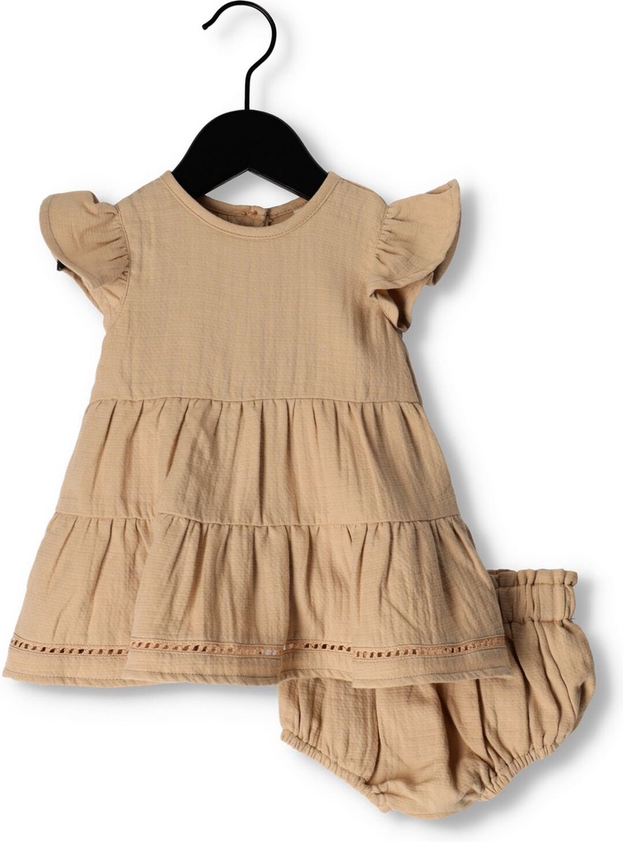 Quincy Mae Lily Dress + Bloomer Set Jurken & Rokken Baby - Beige - Maat 68/80 | bol.com