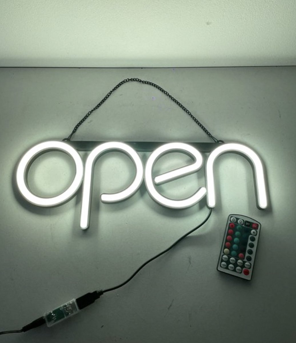Led neon OPEN in al de kleuren (RGBW) met remote control (extra heldere ...
