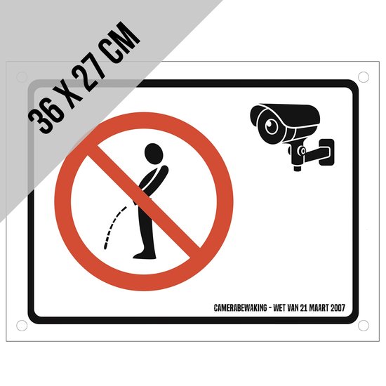 Pictogram/ bord op alu di-bond | Verboden te urineren + camerabewaking ...