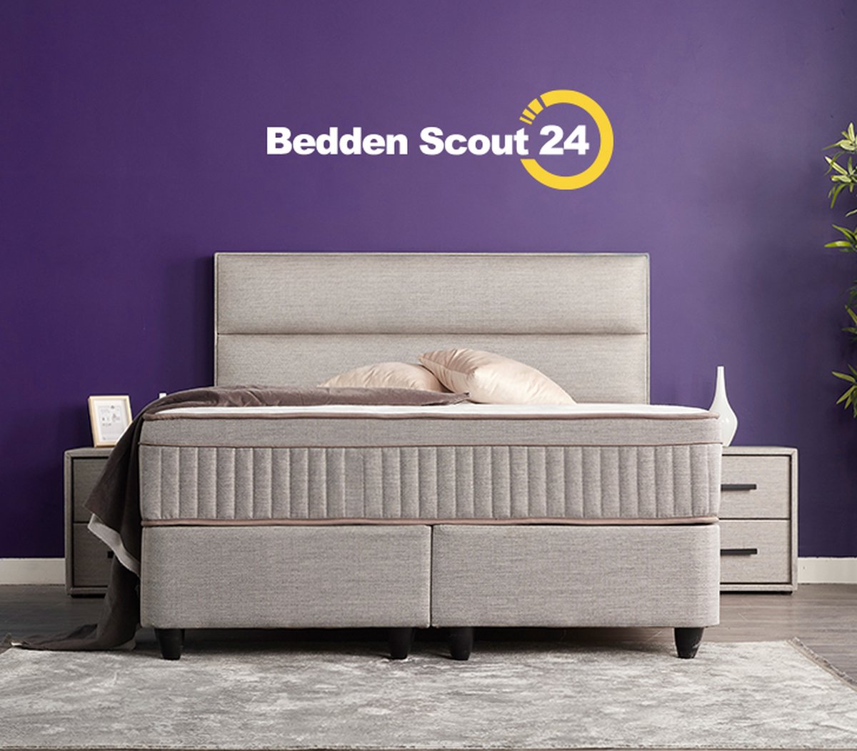 Boxspring bed met opbergruimte - 160x200 cm - Grijs - Opbergbed - Emma ...