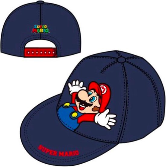 Super Mario - pet - cap - blauw - Maat 54 cm | bol