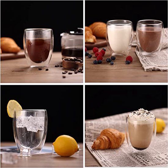 Verres à latte macchiato double paroi, verres à café, verres à thé ...