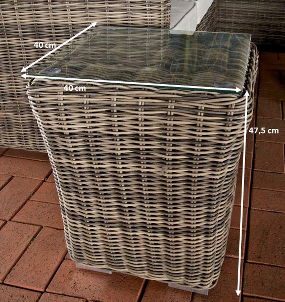 Glastafel deluxe - Bijzettafel - Tuintafel rotan wicker - Salontafel ...