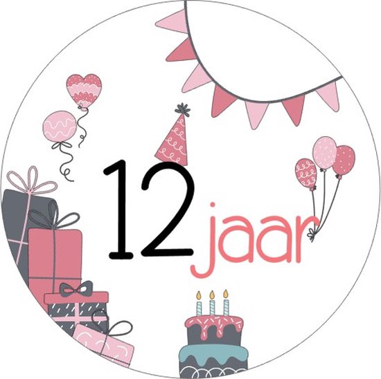25x Sluitsticker 12 Jaar - Roze - 40 mm - Meiden Sticker - Sluitzegel ... 25x Sluitsticker 12 Jaar - Roze - 40 mm - Meiden Sticker - Sluitzegel ...