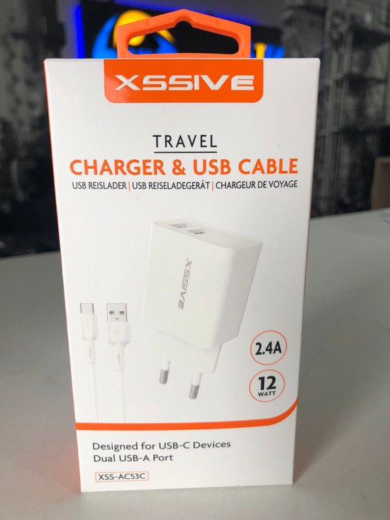 Xssive Travel Charger and USB Cable XSS-AC53C Designed for USB-C Devices Dual USB-A... | bol