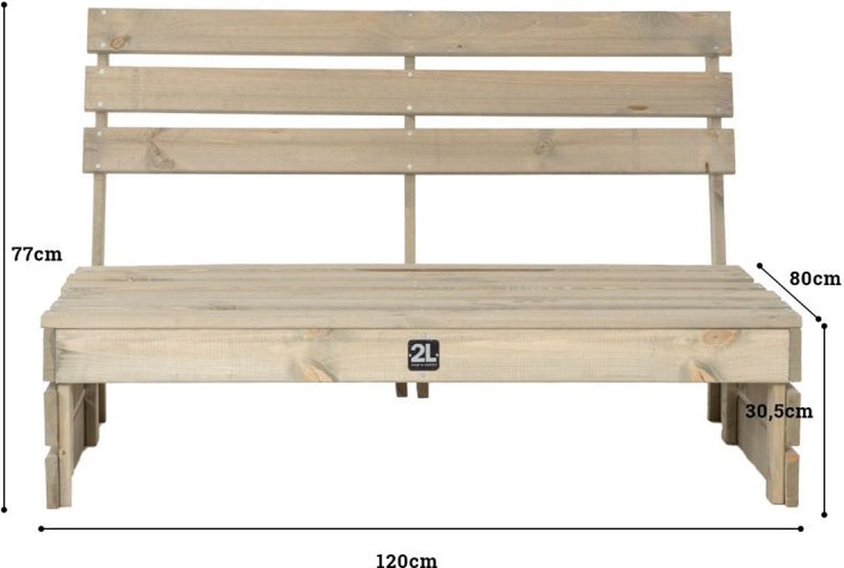 2L Home&Garden Palletbank - Blackwash - zwart | bol.com