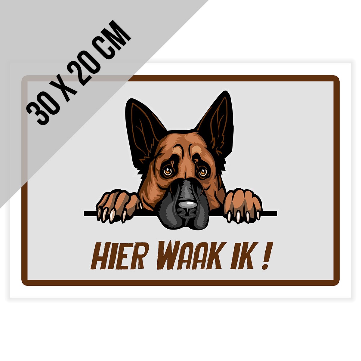 Bord | Waakbord | "Hier waak ik" | 30 x 20 cm | Duitse Herder ...