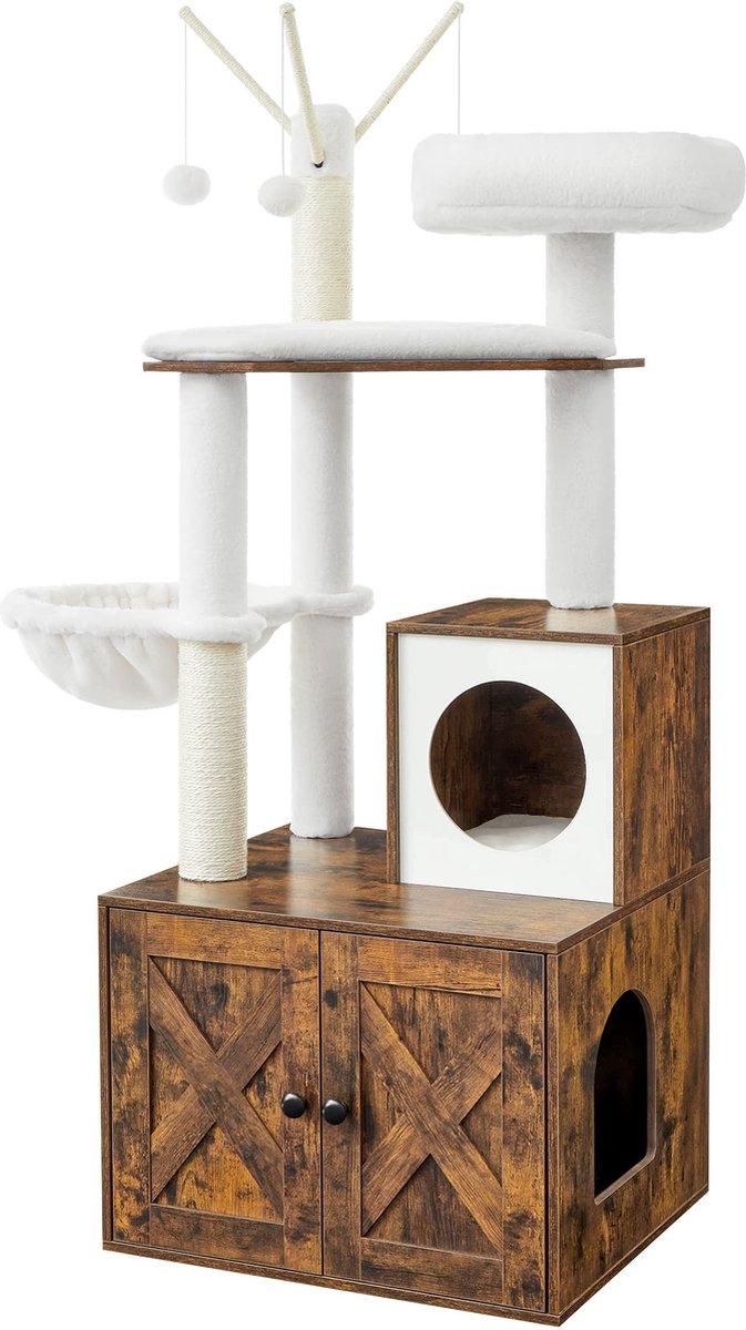 IN.HOMEXL All-In-One kattenmeubel Alba - Krabpaal met kattenbak ...