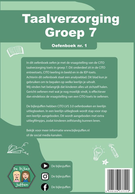 Taalverzorging cito oefenboek groep 7 - de Bijlesjuffen - woordsoorten - spelling -... | bol