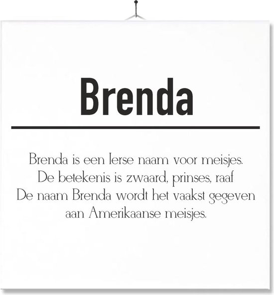 Tegel Met Opdruk | Betekenis | Kado | Cadeau | Met Naam - Brenda | bol