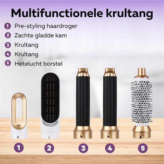 Luxe - Krultang - Wit - Airstyler - Fohn - Haardroger - multistyler ...