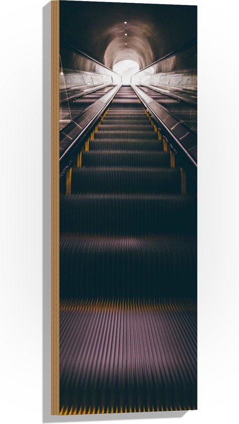 Hout - Onderaanzicht van Roltrap in Treinstation - 30x90 cm - 9 mm dik ...