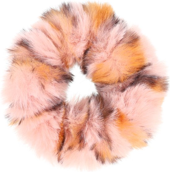 Scrunchie Haarelastiek Furry Panter Print Bruin Roze Haar Krinkel ...