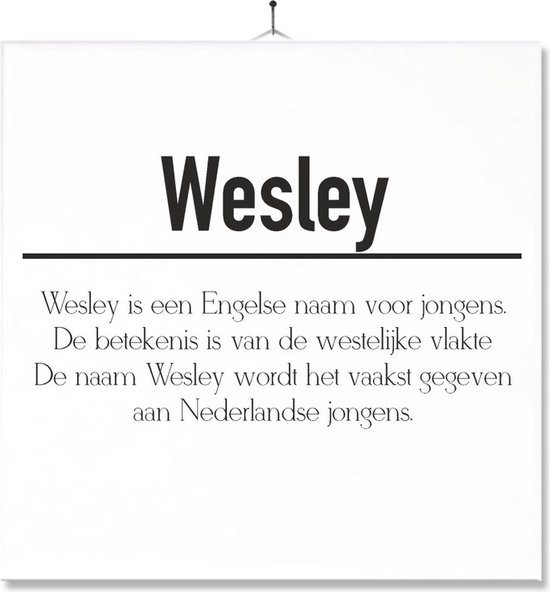 Tegel Met Opdruk | Betekenis | Kado | Cadeau | Met Naam - Wesley | bol