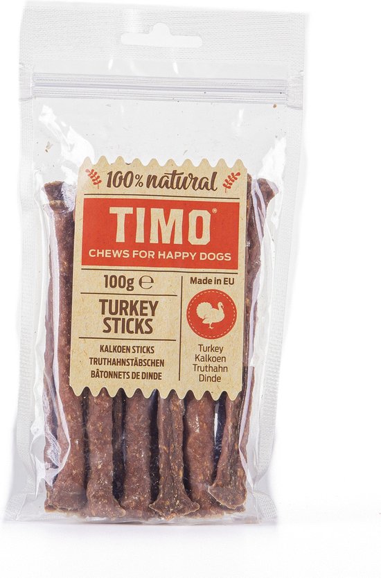 Timo Sticks 100 g - Hondensnacks - Kalkoen | bol