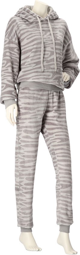 Apollo - Huispak dames - Zebra Print - Grijs - Maat S/M - Huispak dames ...