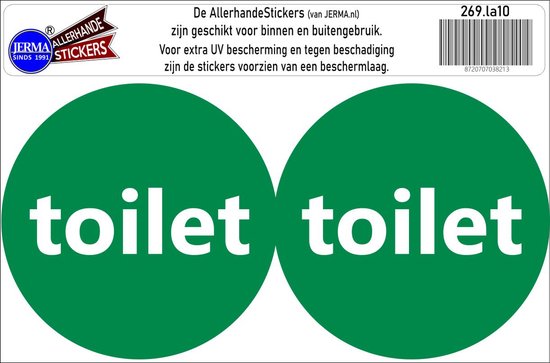 Tekst sticker TOILET set 2 stickers groen | bol.com