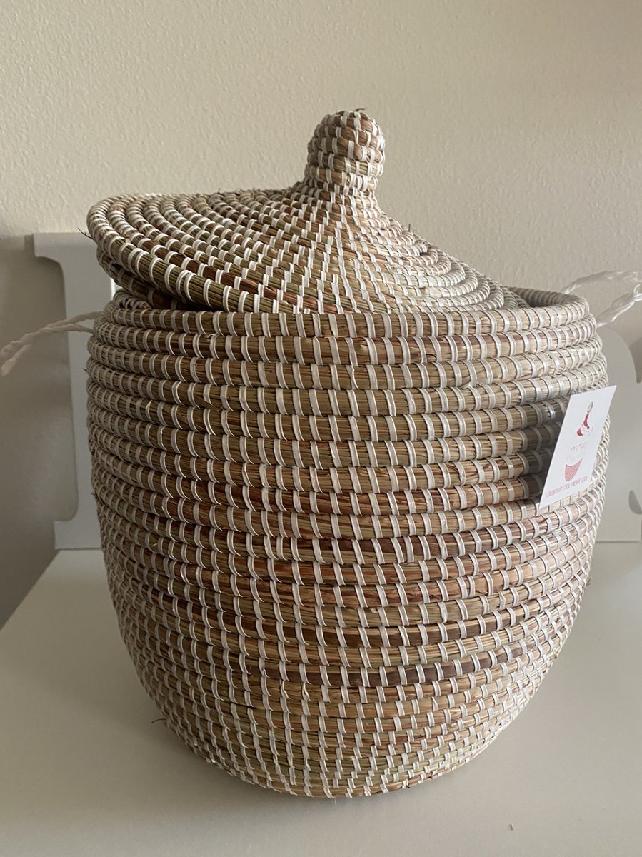 Decoratieve rieten mand / opbermand met deksel-/Let op maat H 50 cm ...