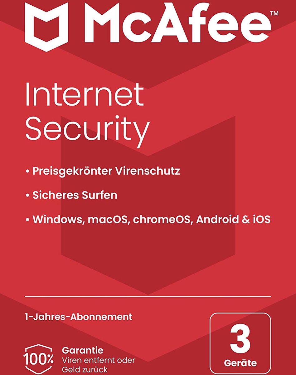 McAfee Internet Security 2023 - 3 apparaten - 1 jaar - Officiële retailverpakking | bol.com
