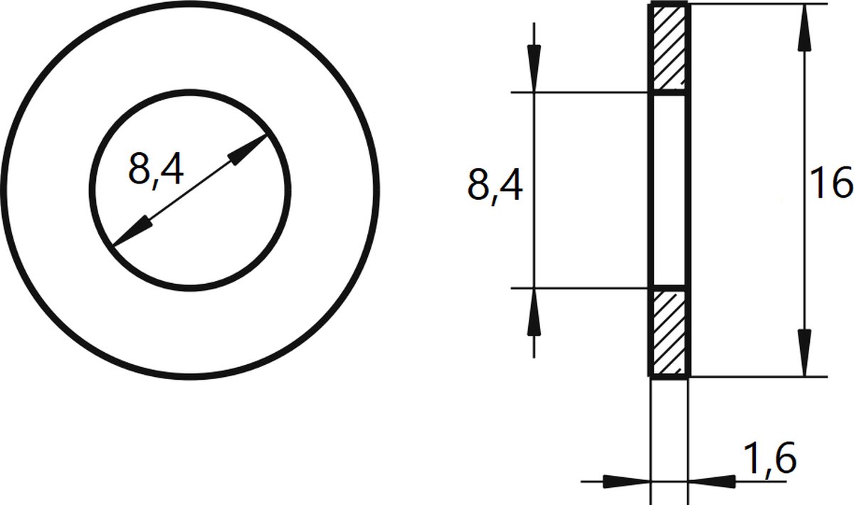 Sluitring M8 - Rvs 316 - ISO 7089 - Per 100 stuks | bol.com
